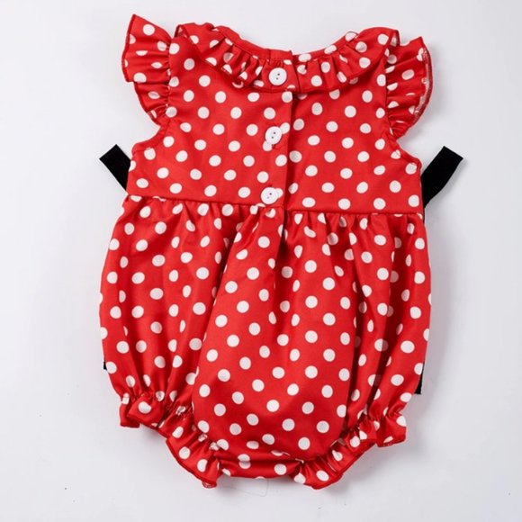 One Pieces | Minnie Mouse Baby Girls Smocked Embroidered Polka Dot Boutique Romper | Poshmark